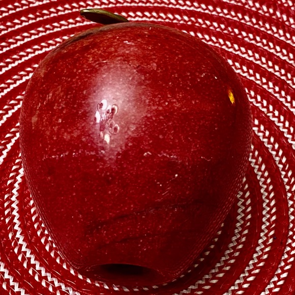 Vintage | Accents | Vintage Carved Natural Stone Lifesize Apple Wbrass ...